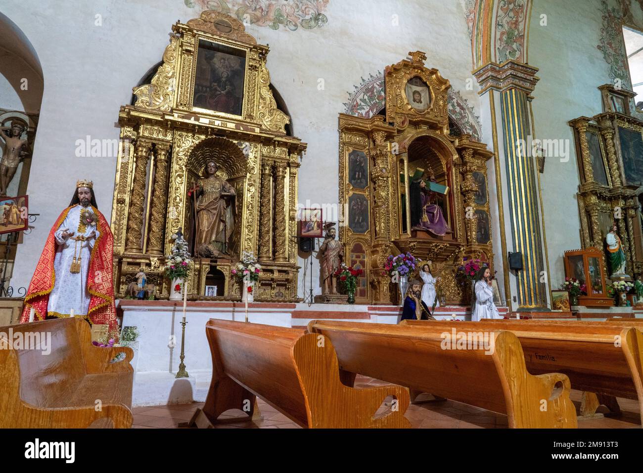 Altarpieces or retablos in the nave of the Catholic parish church of ...