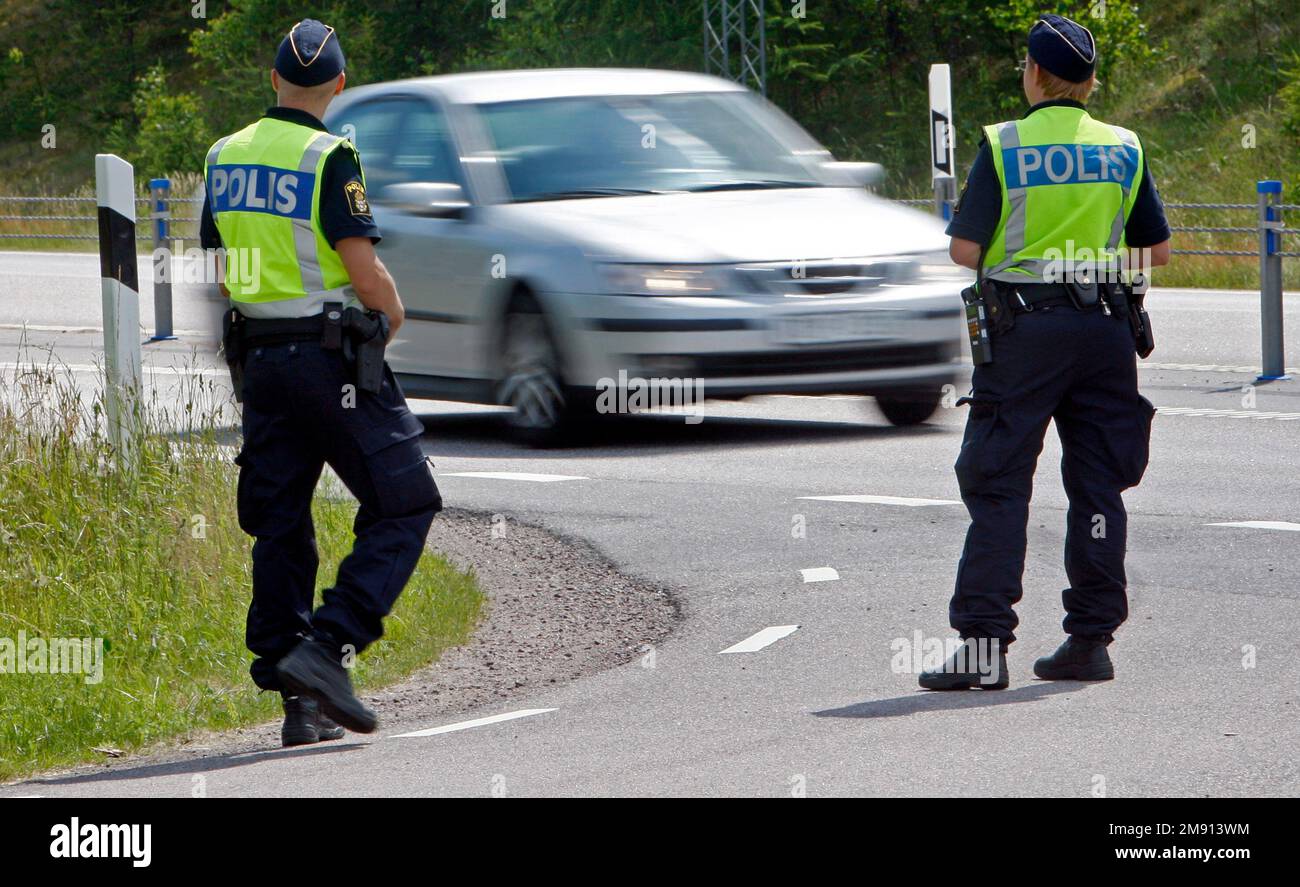 The police monitor the speed, Linköping, Sweden Stock Photo - Alamy