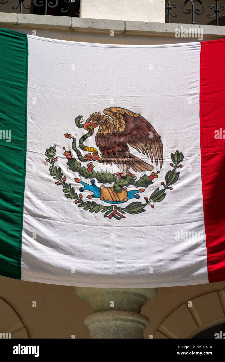 Mexican flag banners on the Government Palace to celebrate Mexican ...