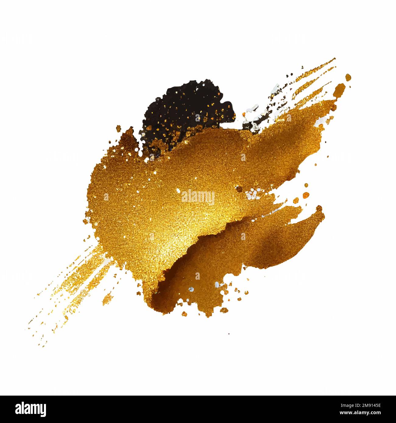 Golden Glitter Paint Splash Isolated on white background. Vector ...