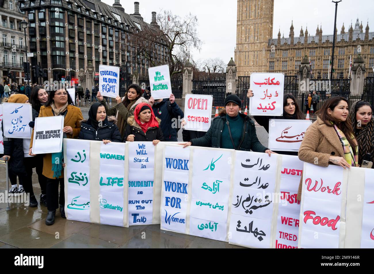 On January 14th 2023 a group of Afghan women demonstrate in Parliament ...