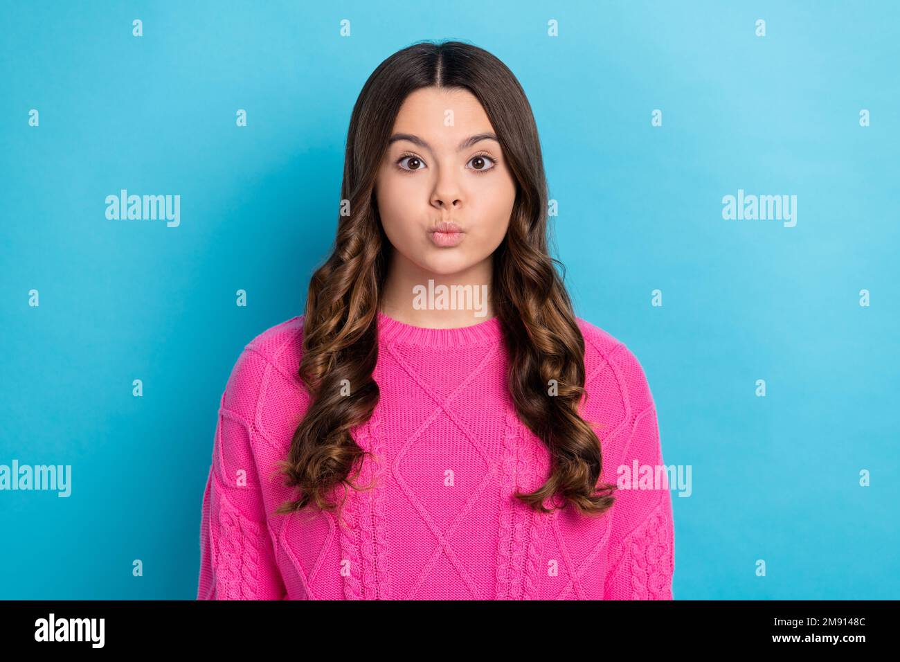 Photo of gorgeous tender lady wear bright clothes blow lips send you ...