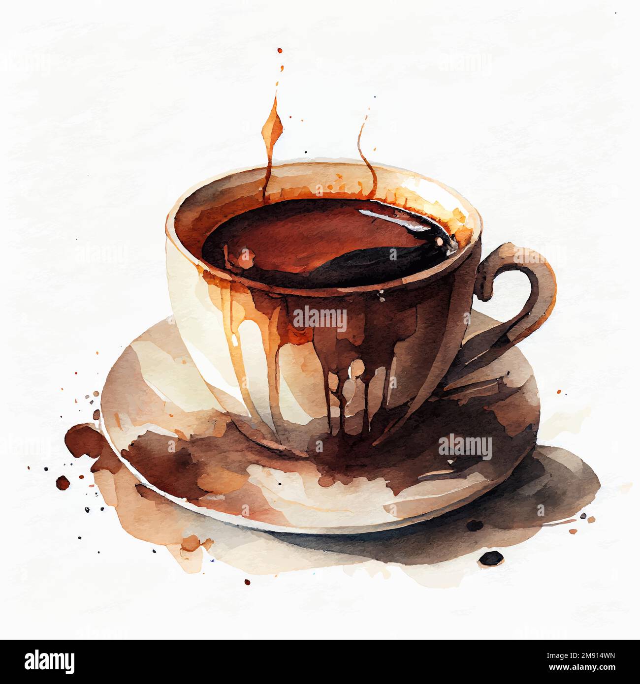 Watercolor Illustration of Cup of Coffee Stock Vector Image & Art - Alamy
