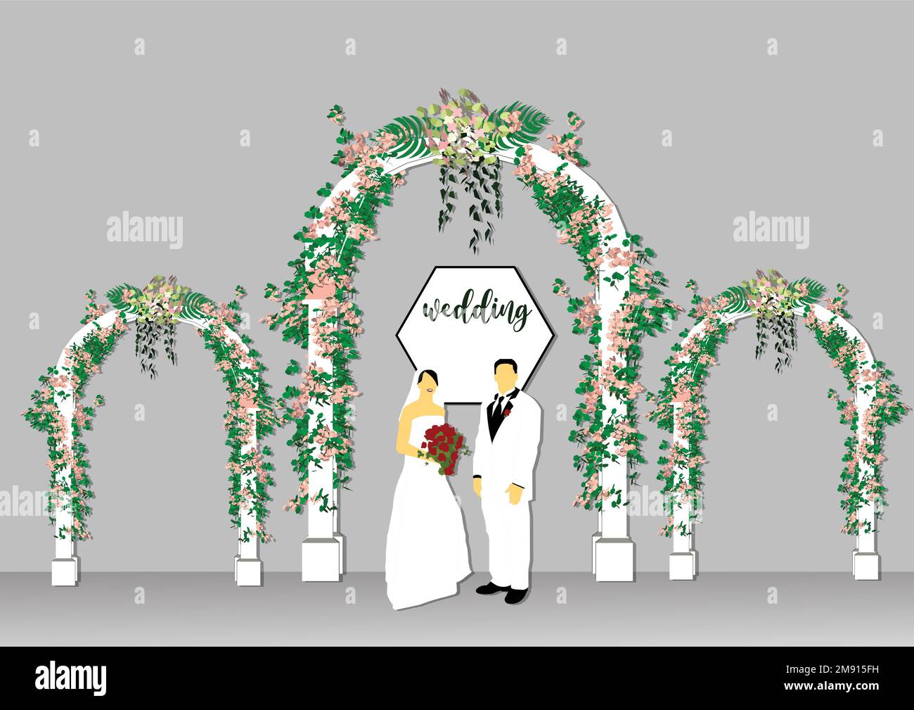 Rustic garden gate and arch Stock Vector Images - Alamy