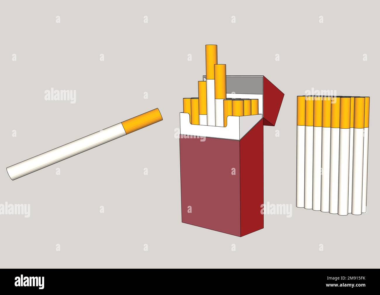 Realistic cigarettes set different stages of burning.Vector ...