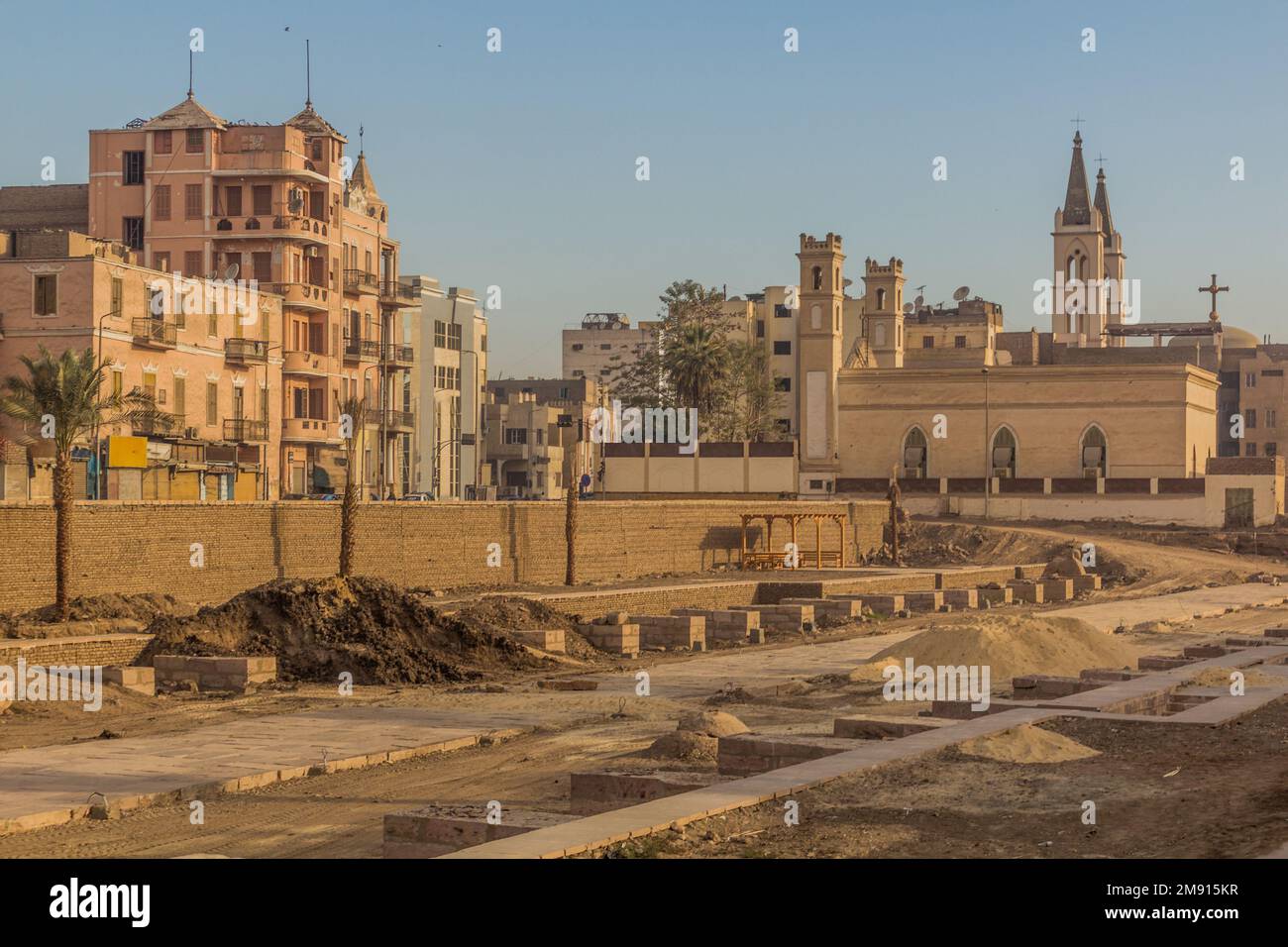 St Mary Church behind the Avenue of Sphinxes in Luxor, Egypt Stock ...