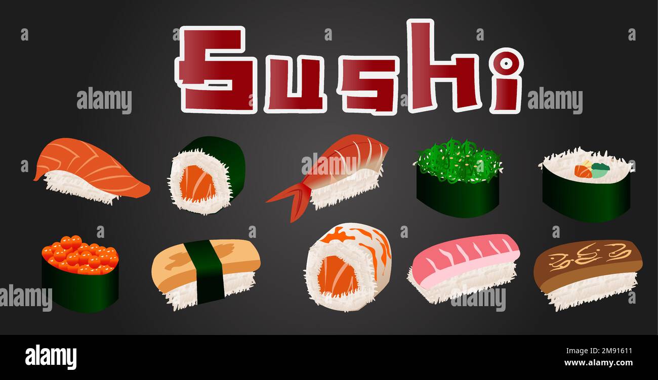 set sushi delicious japan vector Stock Vector Image & Art - Alamy