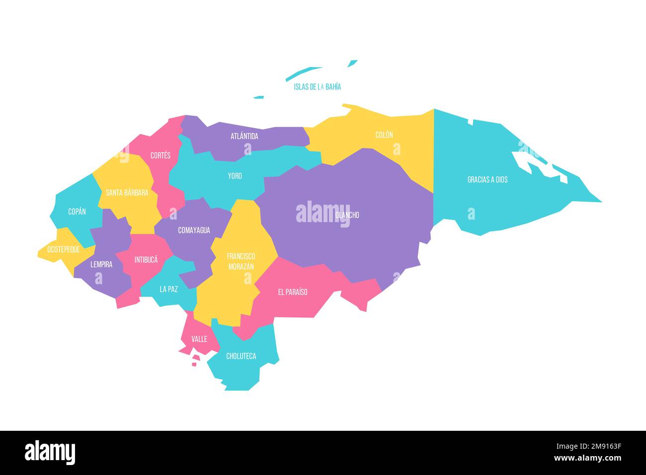 Honduras political map of administrative divisions - departments ...