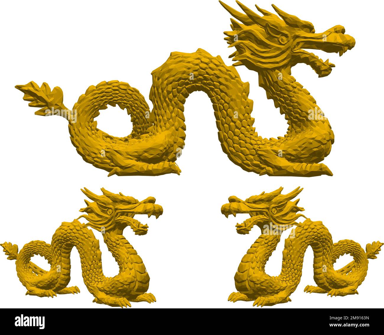 Chinese style dragon statue isolated on white with clipping path Stock ...