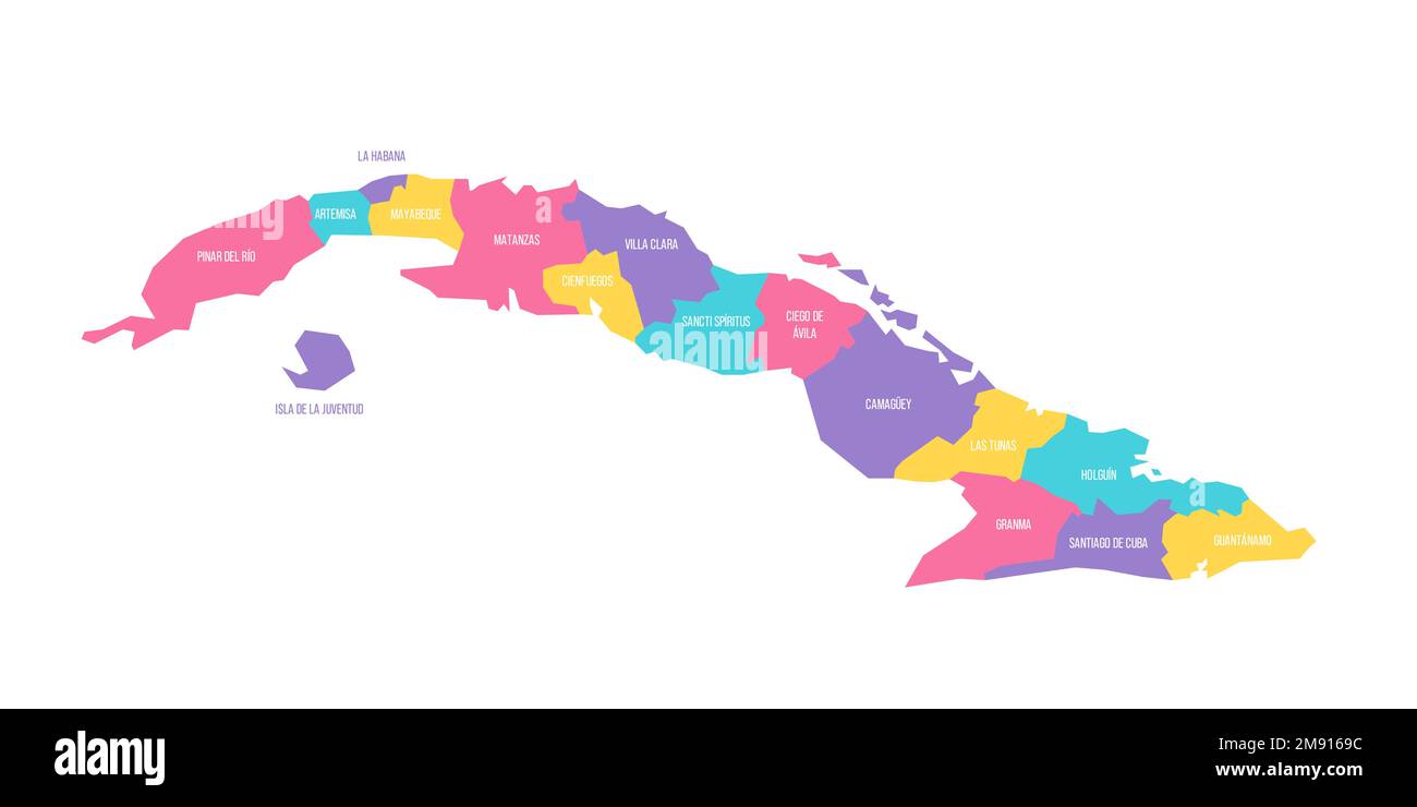 Cuba political map of administrative divisions - provinces. Colorful ...
