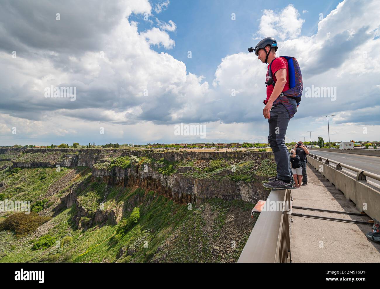 BASE jumper leaps from the Perrine Bridge in Twin Falls Idaho Stock ...