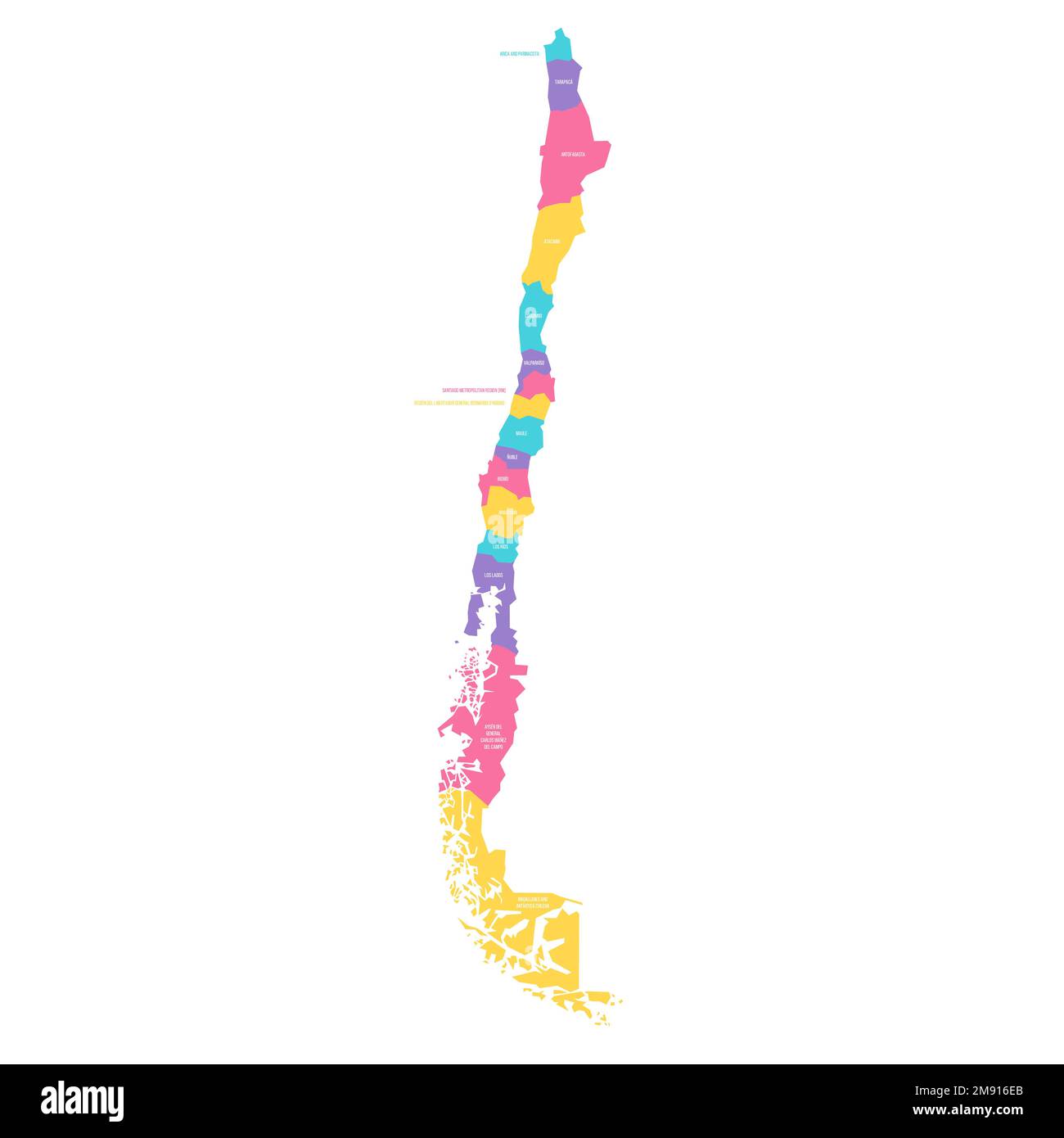 Chile political map of administrative divisions - regions. Colorful ...