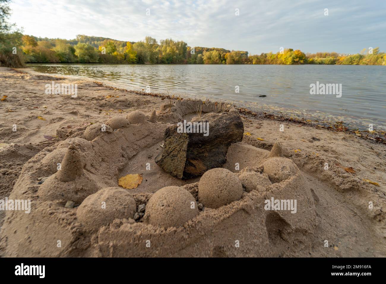 A sand castlle built on a sandy lakeshore Stock Photo - Alamy