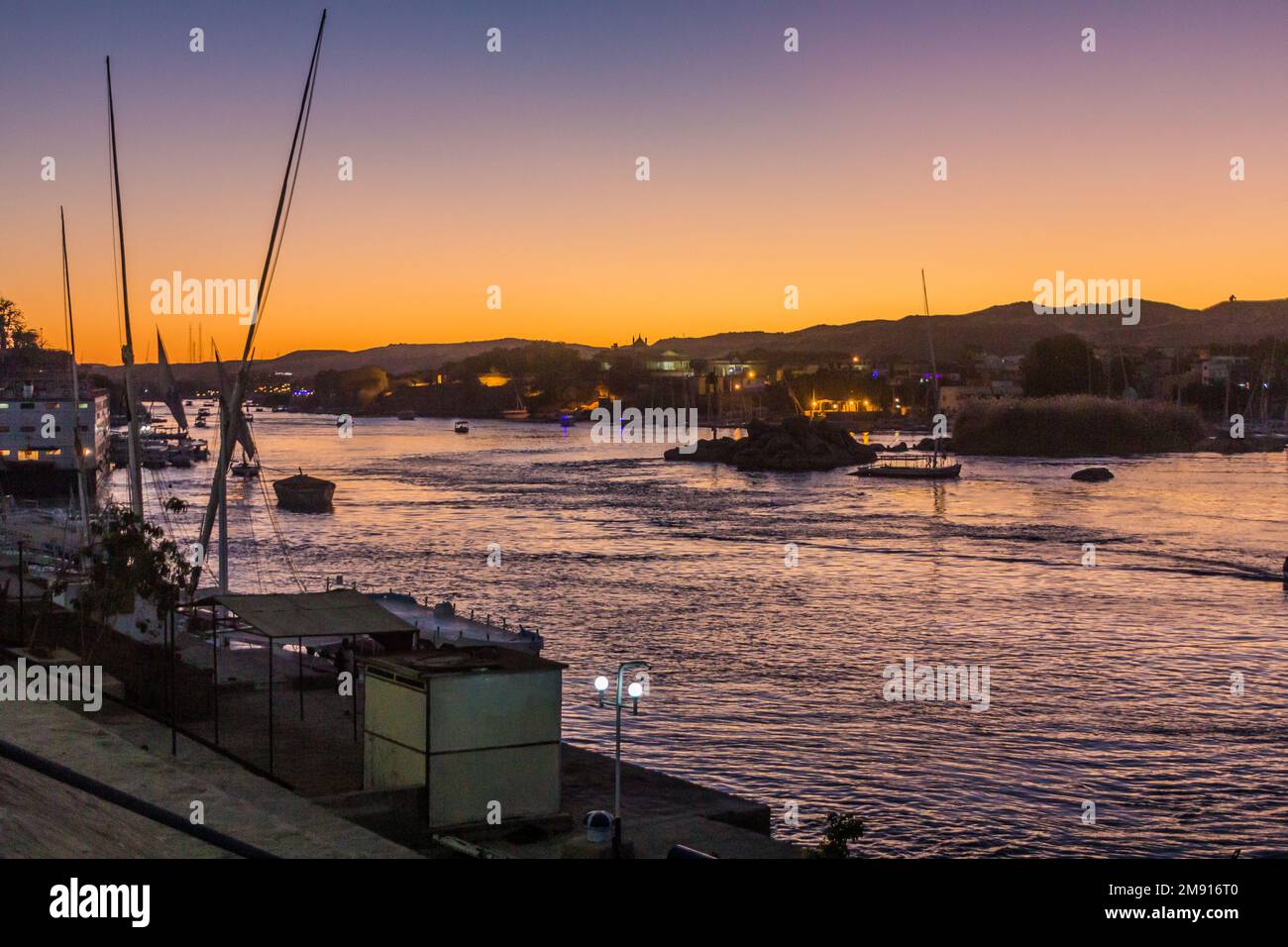 Sunset at the river Nile in Aswan, Egypt Stock Photo - Alamy