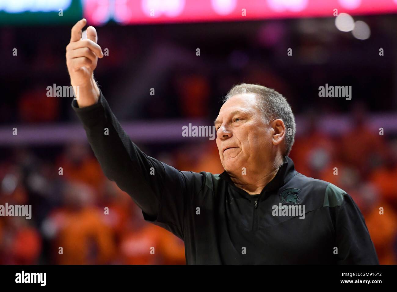 Michigan State coach Tom Izzo signals during the first half of an NCAA ...