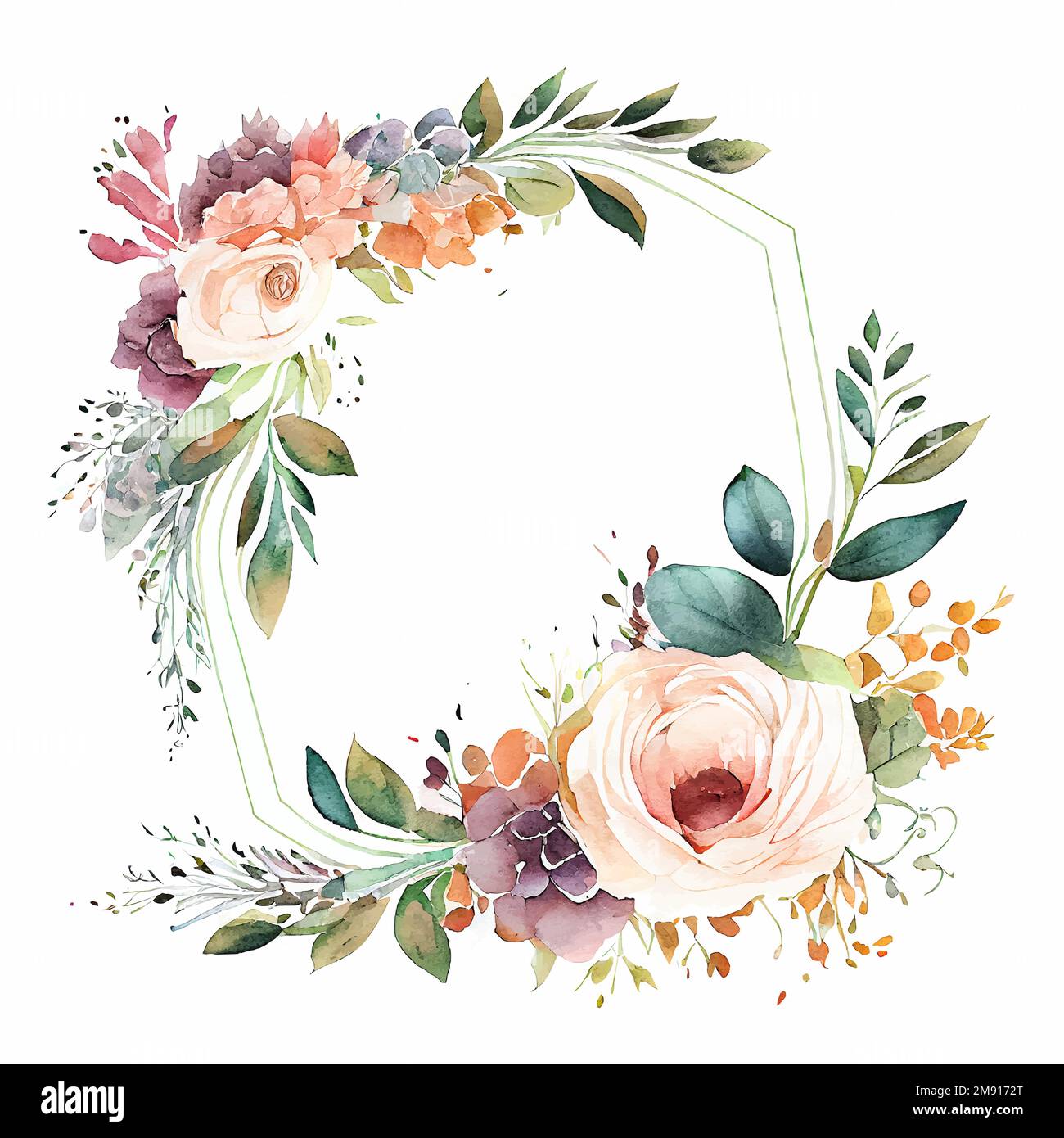 Cute watercolor frame with spring flowers Stock Vector Image & Art - Alamy