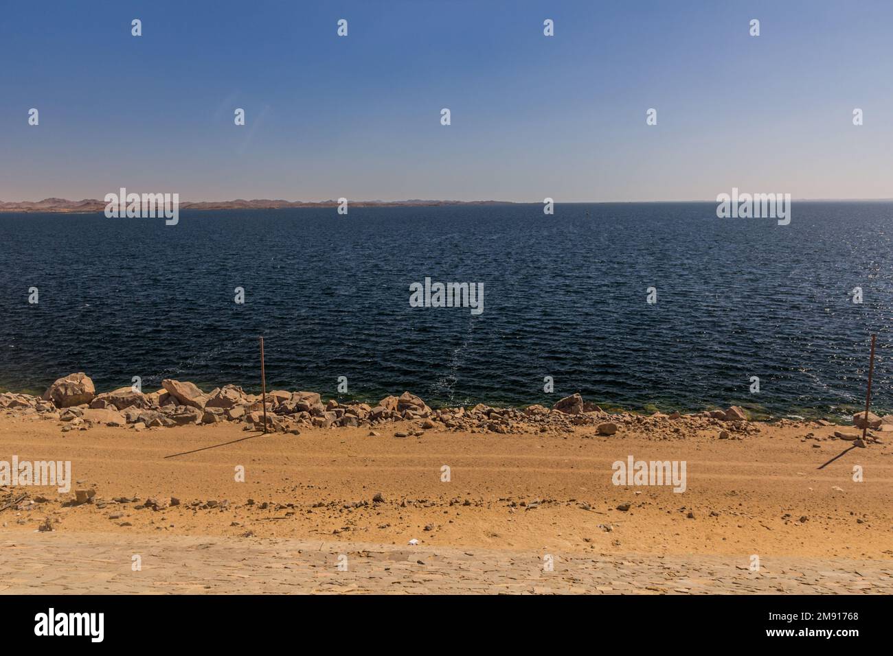 View of Aswan High Dam reservoir from the dam, Egypt Stock Photo - Alamy