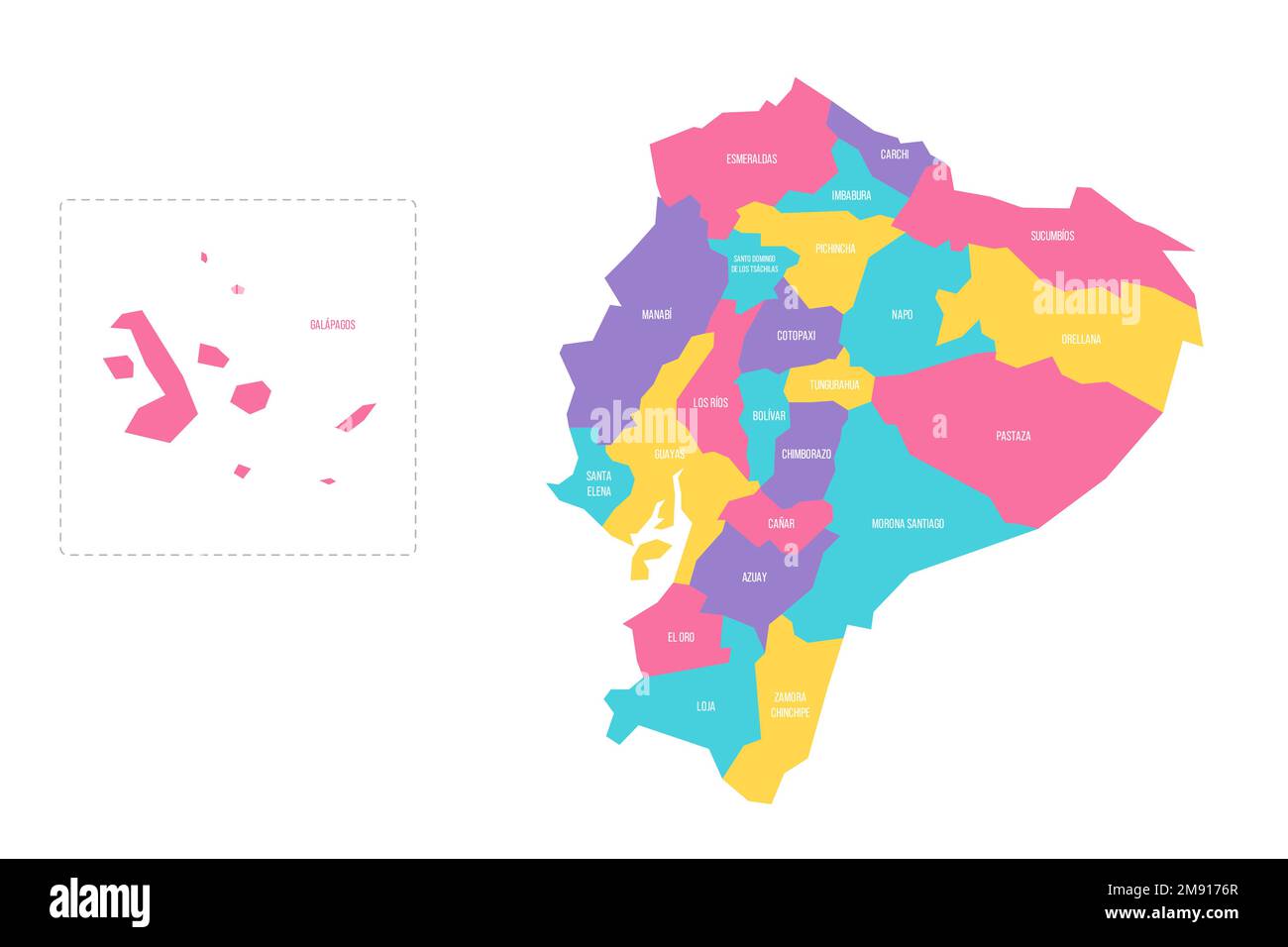 Ecuador political map of administrative divisions - provinces. Colorful ...