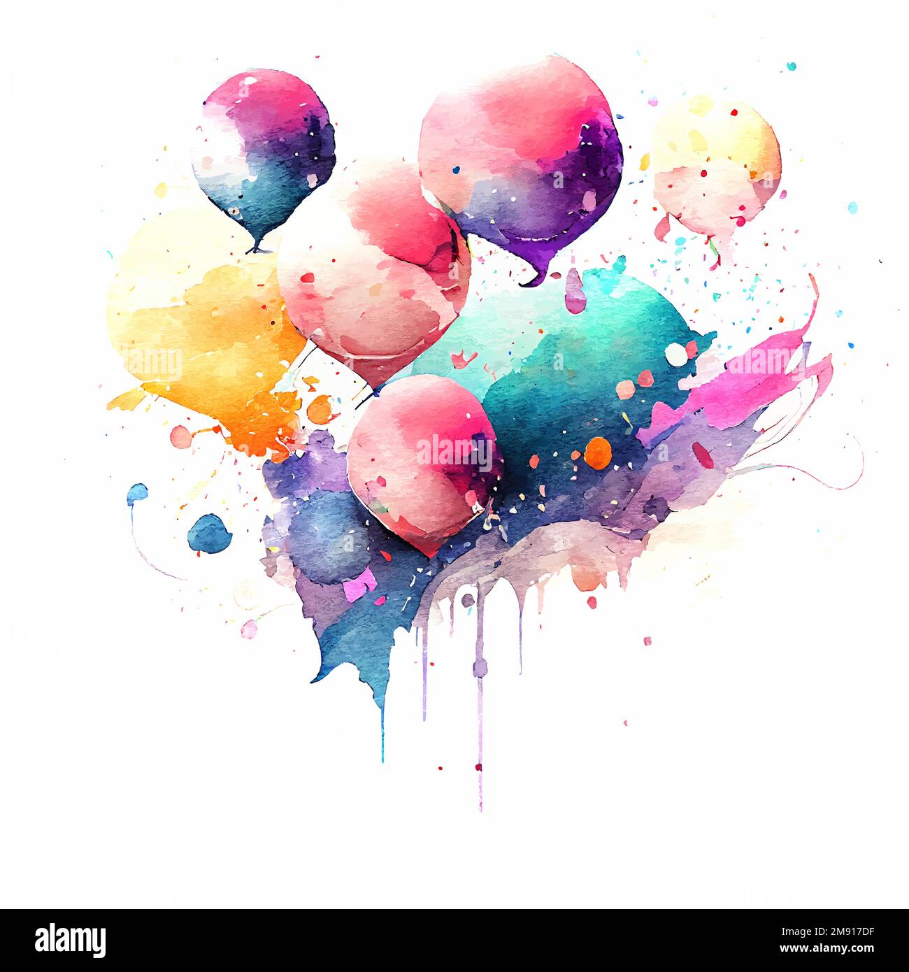 Cute Watercolor Birthday Balloons Card Stock Vector Image & Art - Alamy