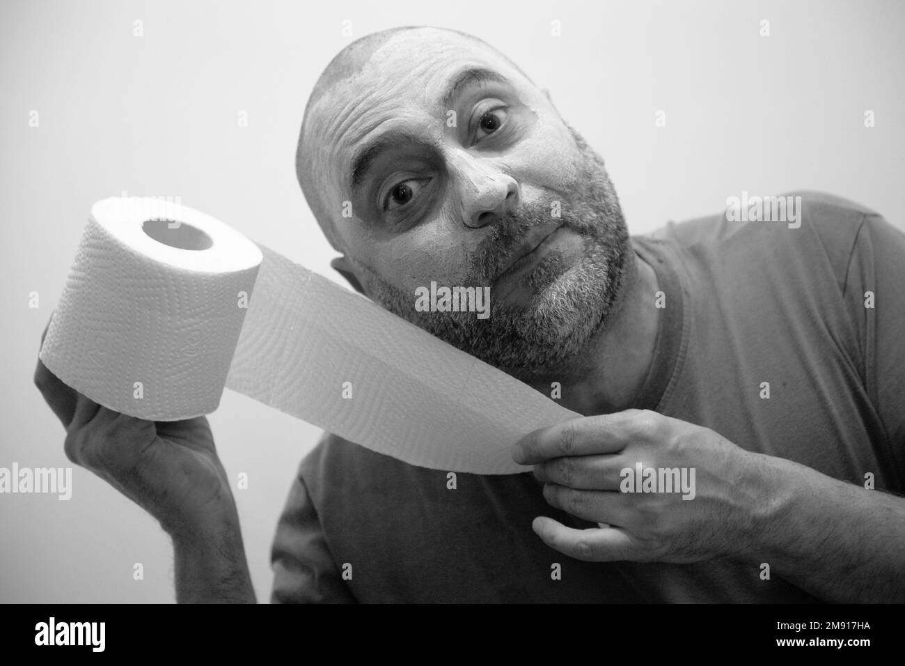 Man sad bathroom Black and White Stock Photos & Images - Alamy
