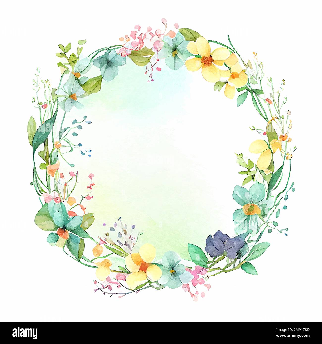 Cute watercolor frame with spring flowers Stock Vector Image & Art - Alamy