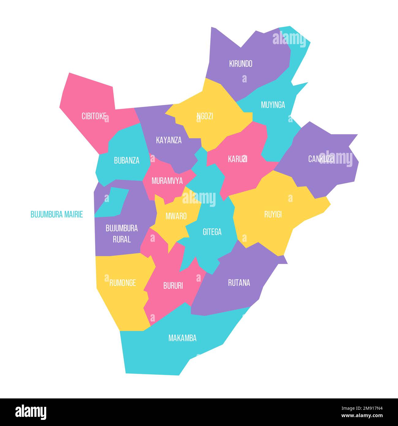 Burundi political map of administrative divisions - provinces. Colorful ...