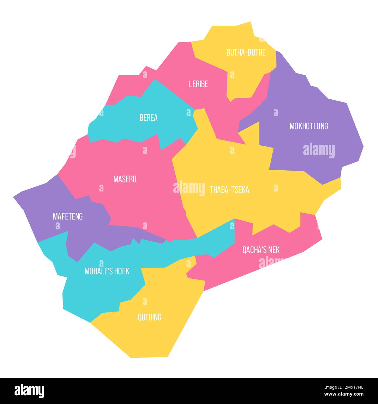 Lesotho political map of administrative divisions - districts. Colorful ...
