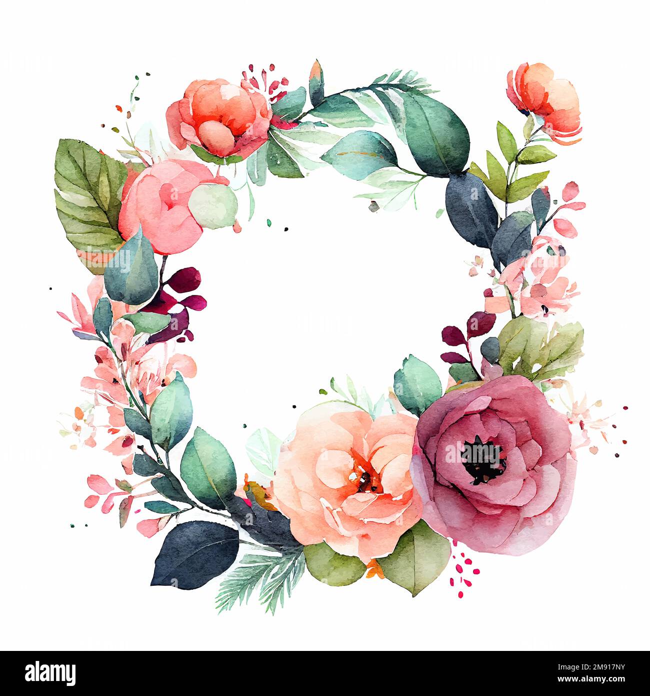 Cute watercolor frame with spring flowers Stock Vector Image & Art - Alamy