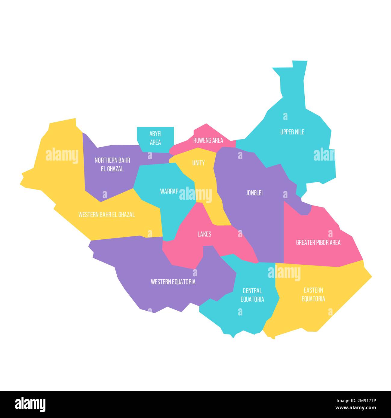 South Sudan political map of administrative divisions - states ...