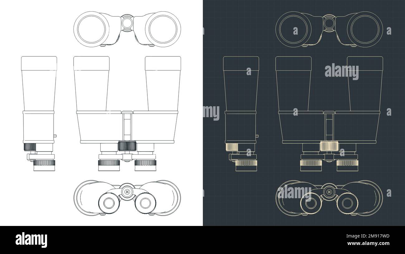 Stylized vector illustrations of blueprints of binoculars Stock Vector ... Stylized vector illustrations of blueprints of binoculars Stock Vector ...
