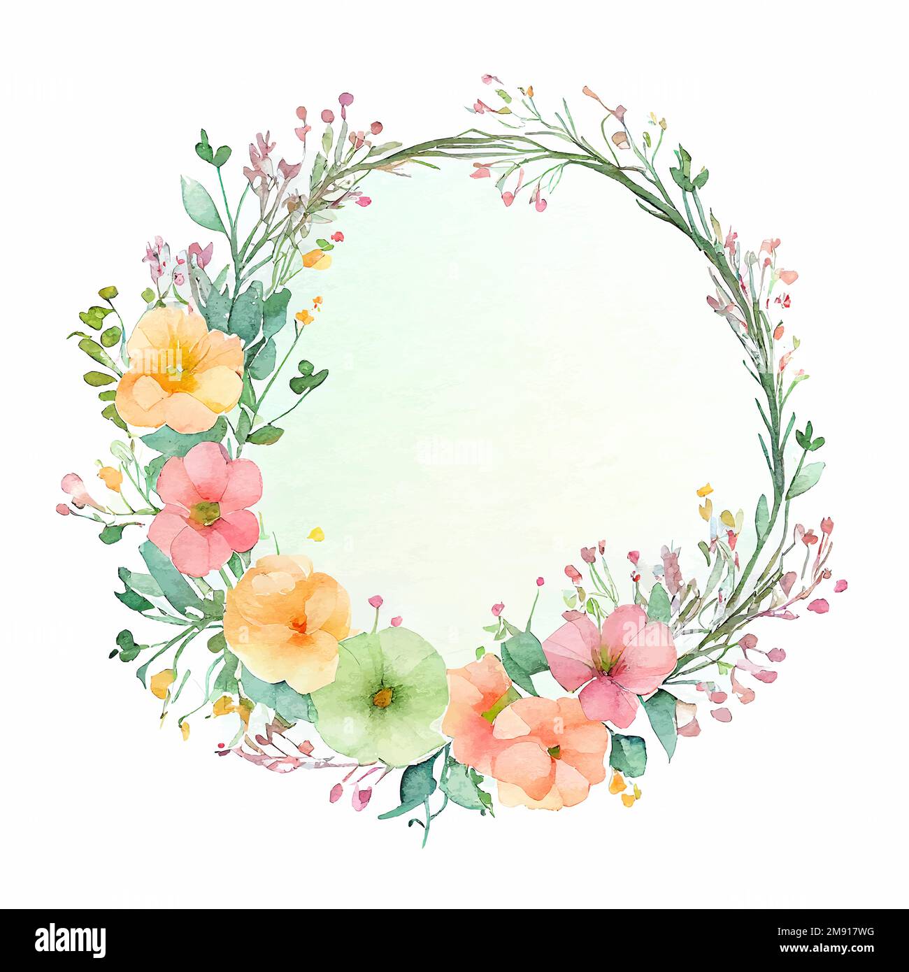 Cute watercolor frame with spring flowers Stock Vector Image & Art - Alamy
