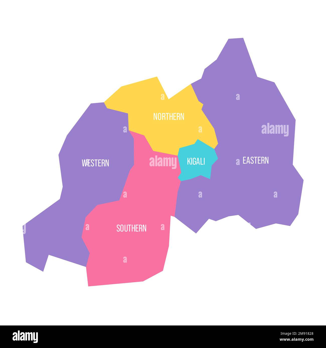 Rwanda political map of administrative divisions - provinces. Colorful ...