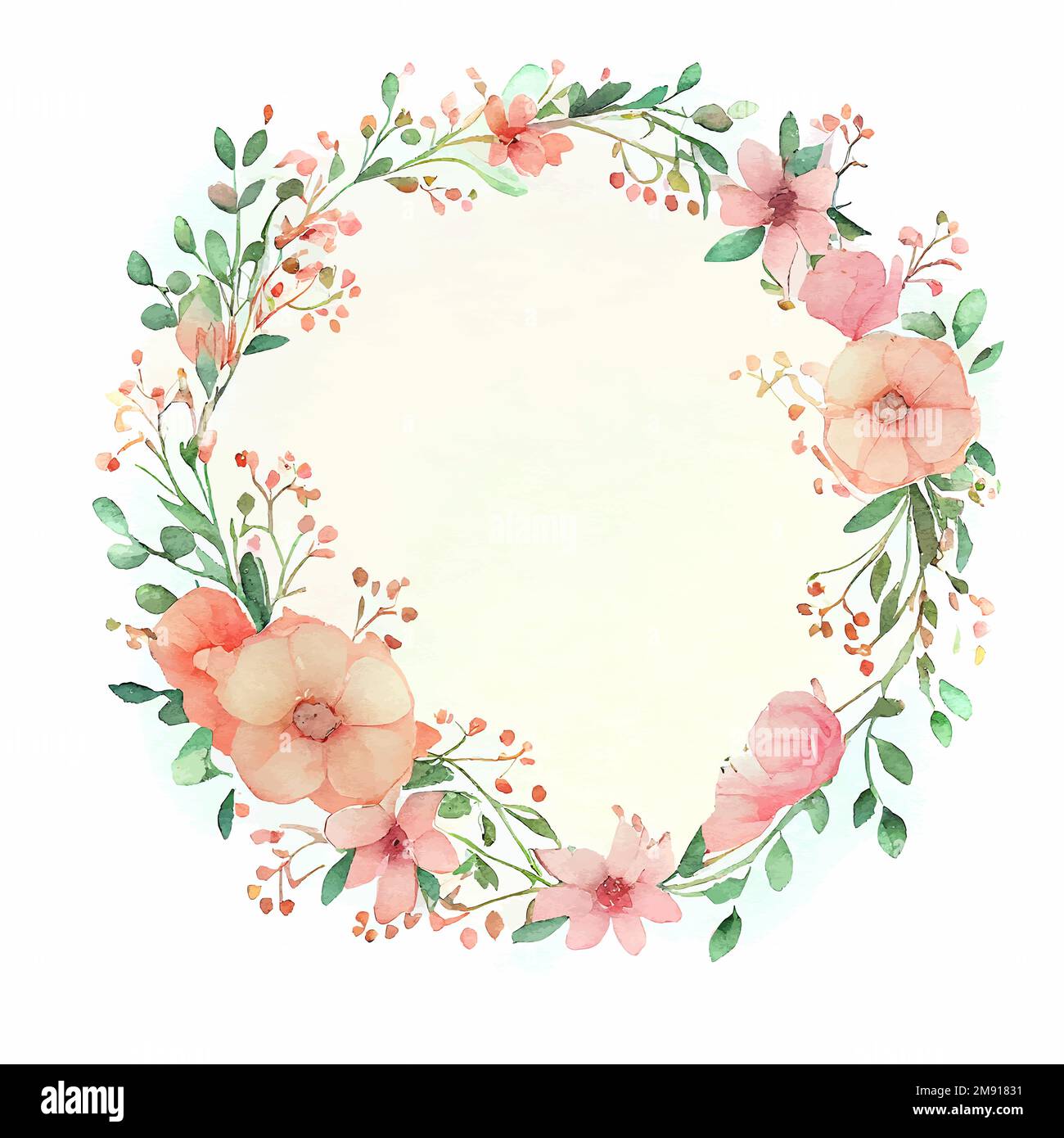 Cute watercolor frame with spring flowers Stock Vector Image & Art - Alamy