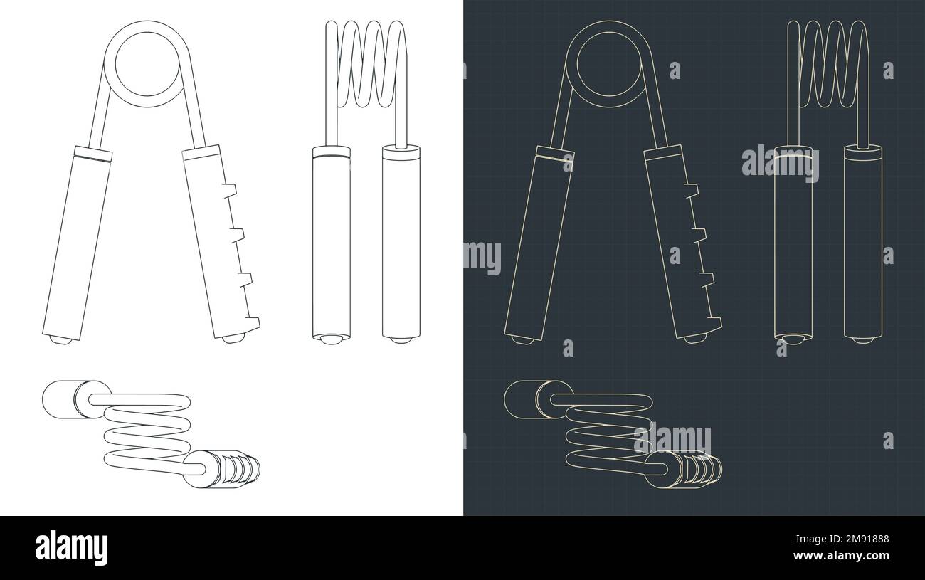 Stylized vector illustration of drawings of an arm grip trainer Stock ...