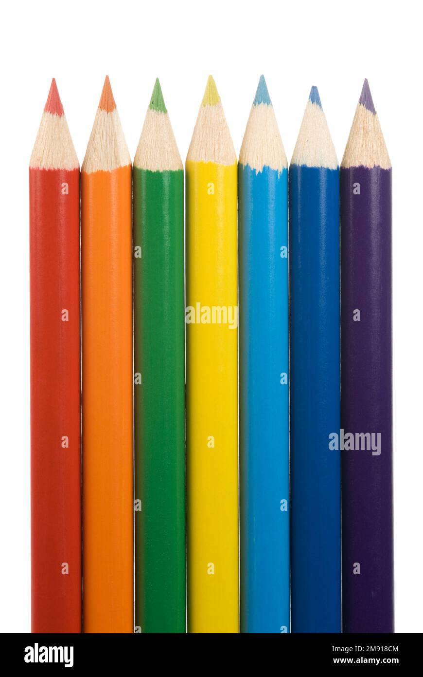 Color pencils in a rainbow spectrum isolated on white Stock Photo - Alamy