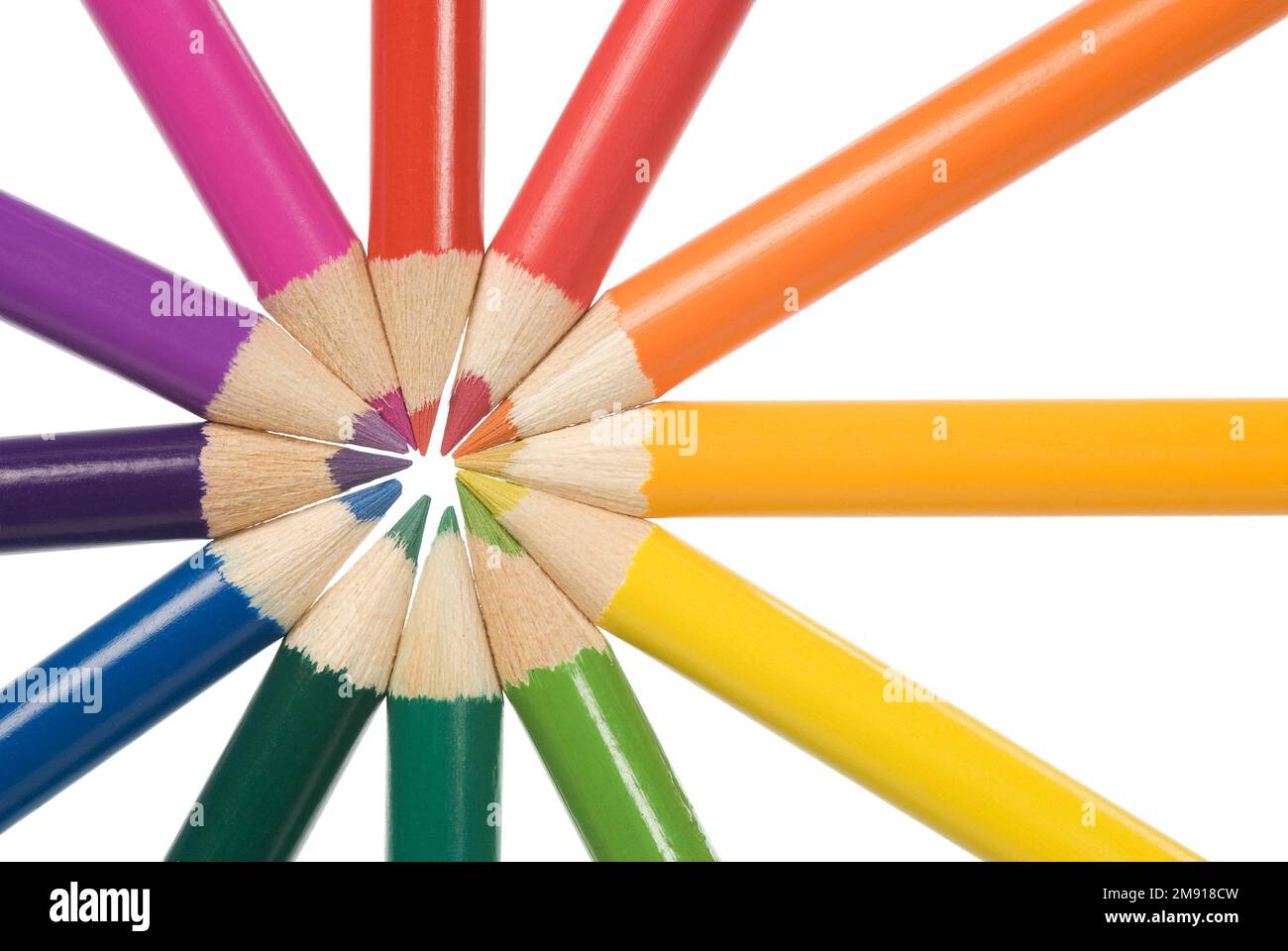 Color pencils in a color circle spectrum isolated on white Stock Photo ...