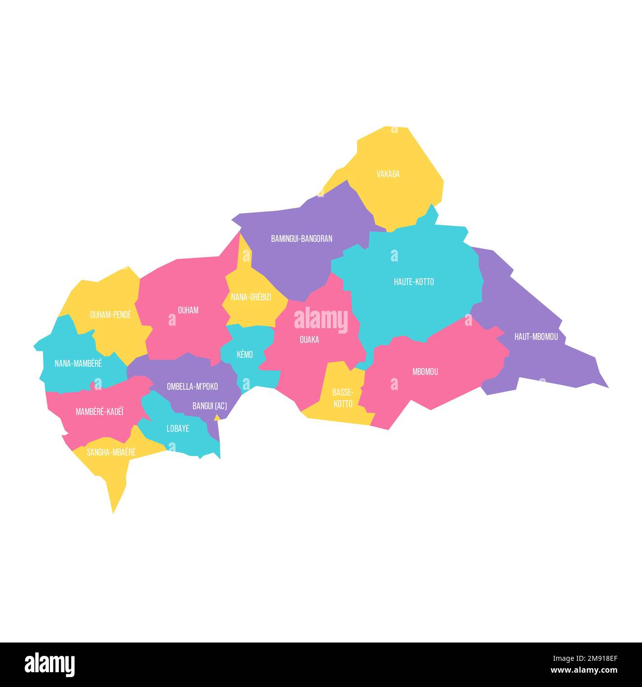 Central African Republic political map of administrative divisions ...