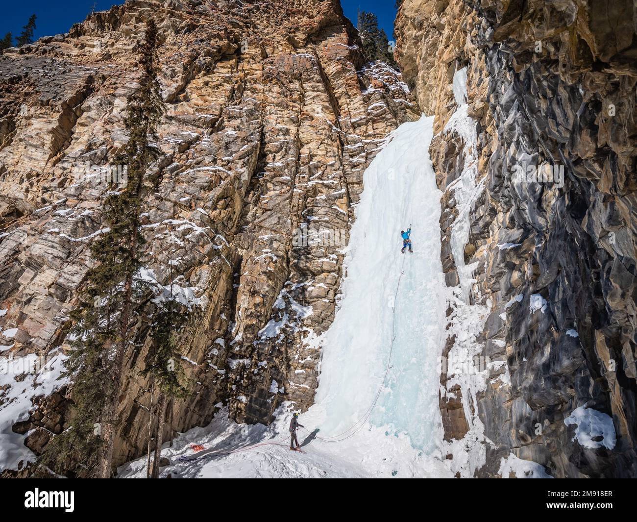 Brandon Prince climbing a route called Kerkeslin Falls WI3 on the ...