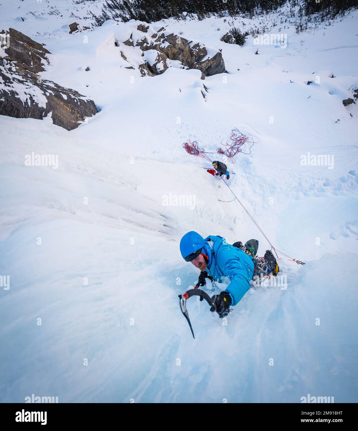 Brandon Prince climbing a route called Shades of Beauty WI4 on the ...