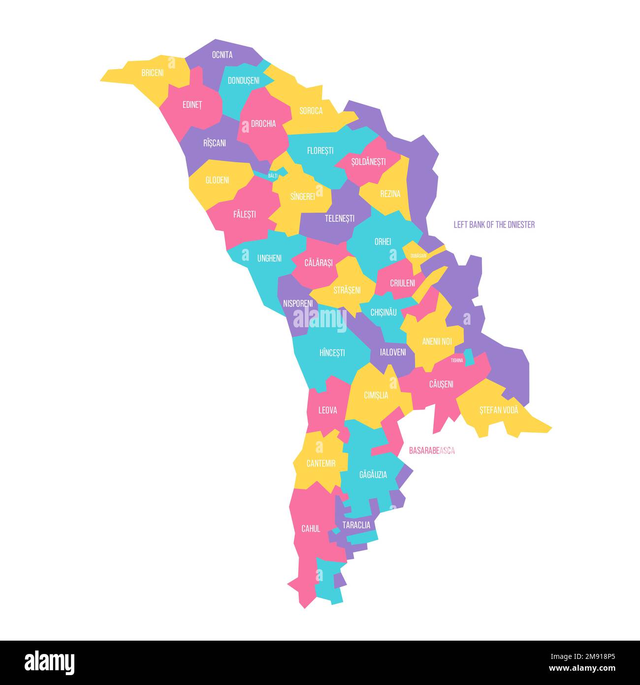 Moldova political map of administrative divisions - districts ...