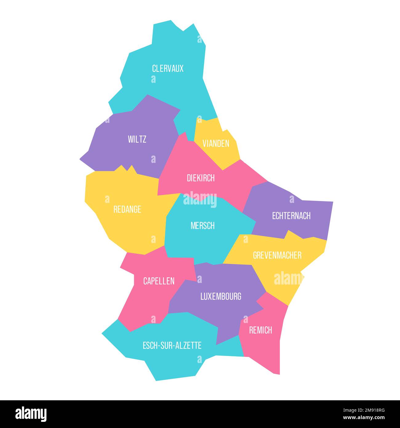 Luxembourg political map of administrative divisions - cantons ...
