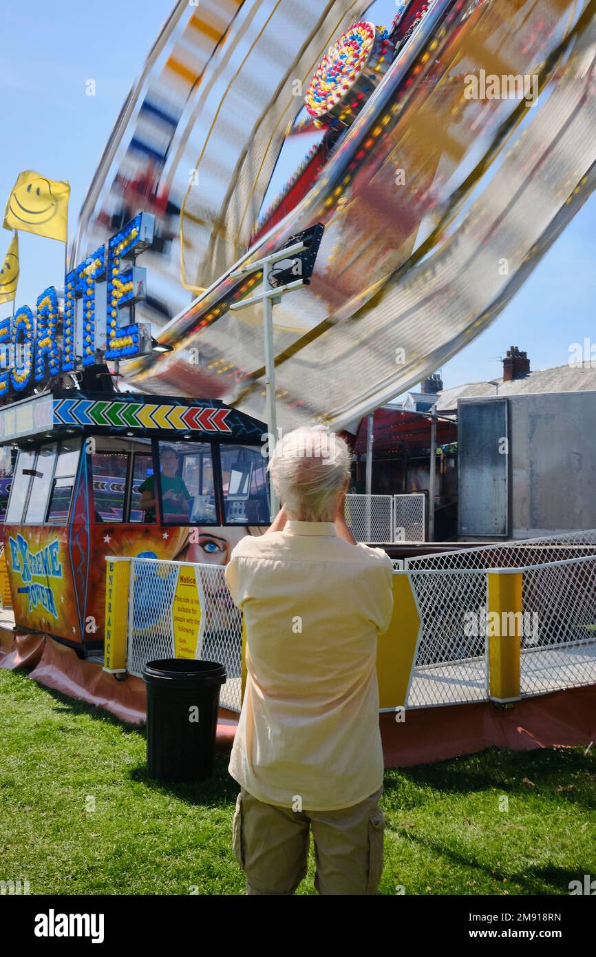 Visitors enjoy the funfair at Bispham Gala, near Blackpool Stock Photo ...