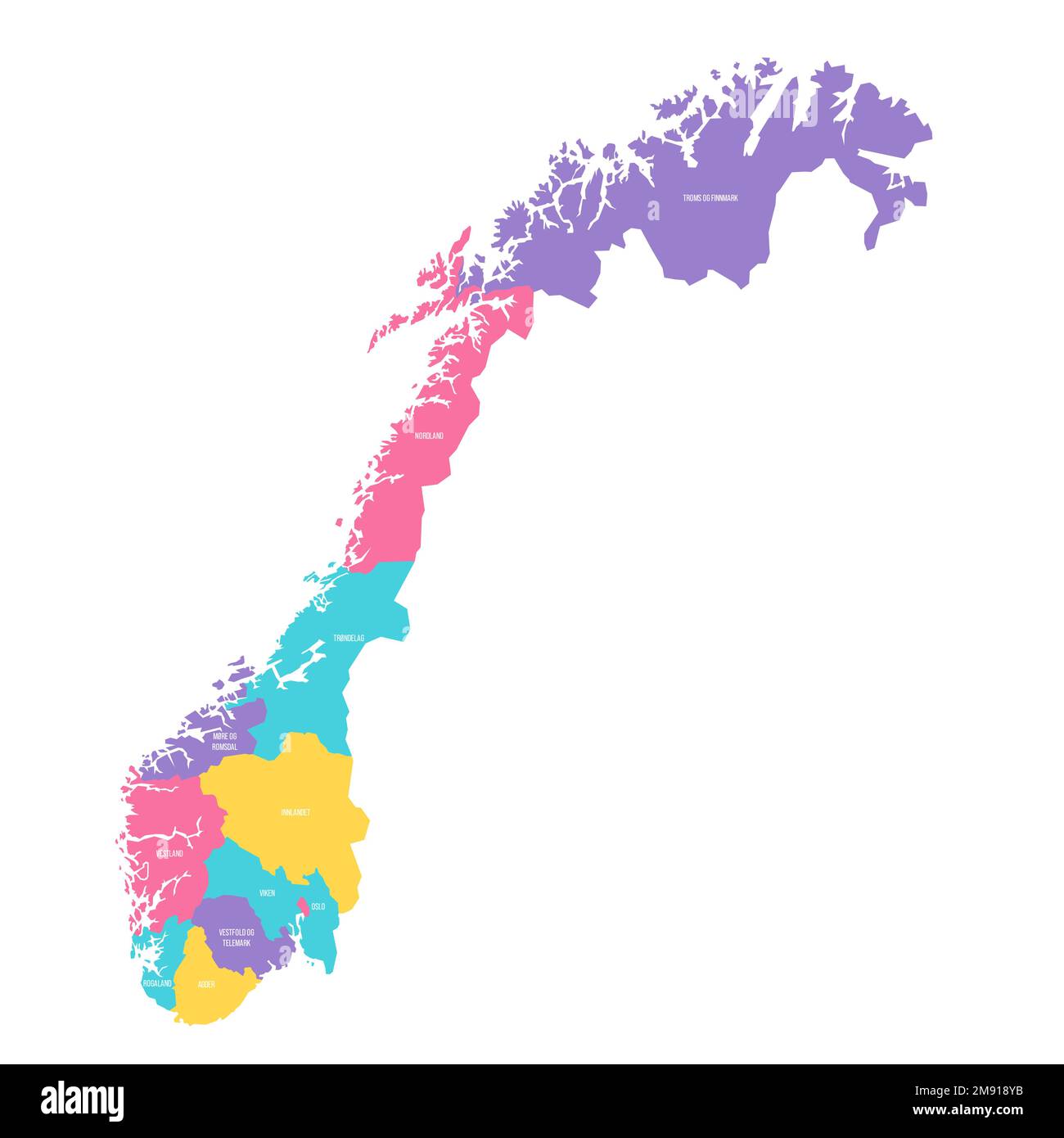 Norway political map of administrative divisions - counties and ...