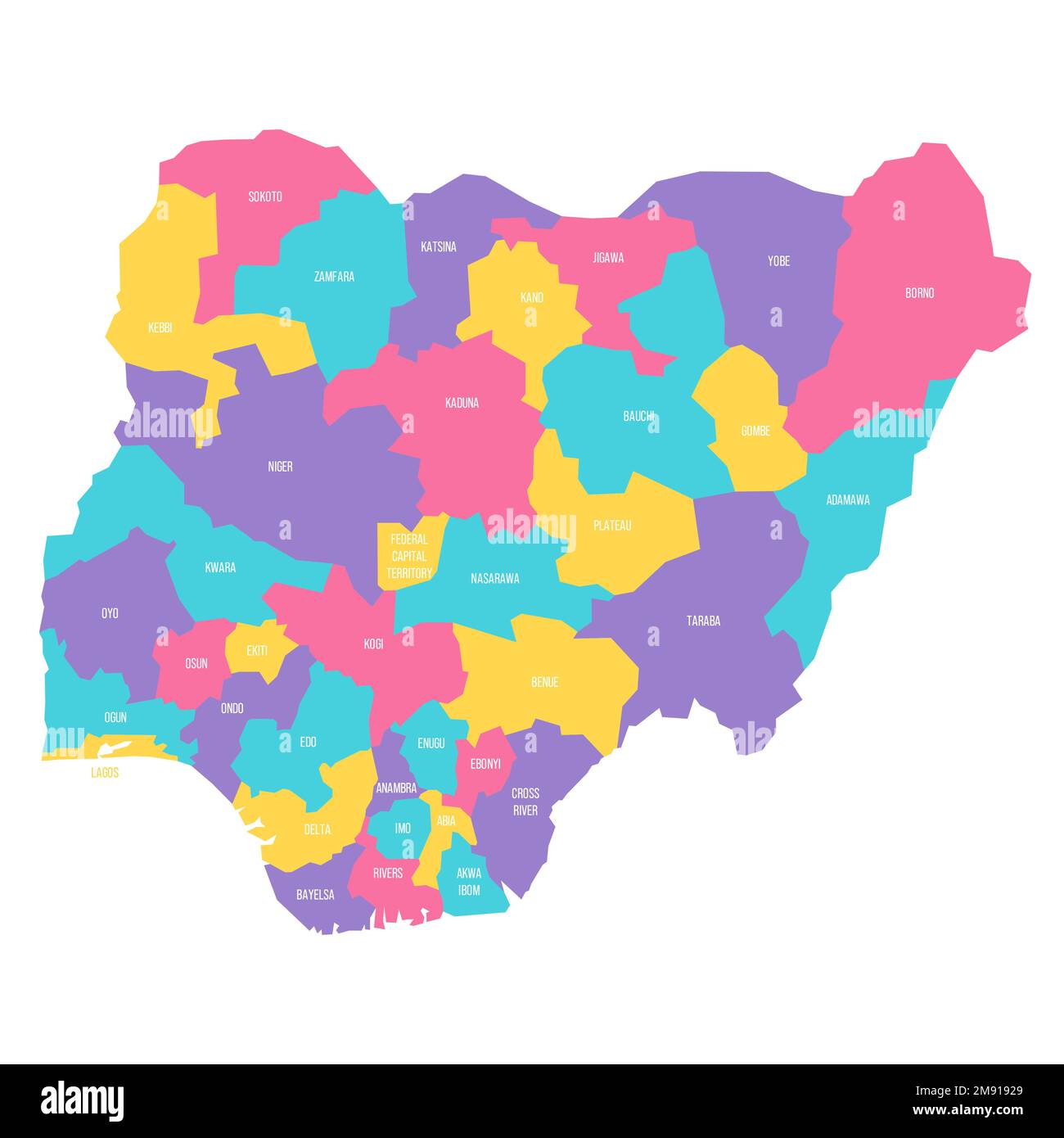 Nigeria political map of administrative divisions - states and federal ...