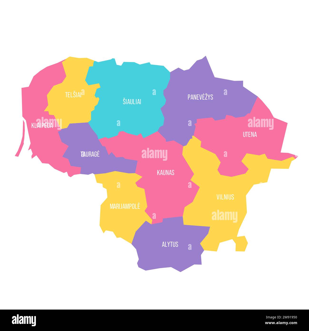 Lithuania political map of administrative divisions - counties ...