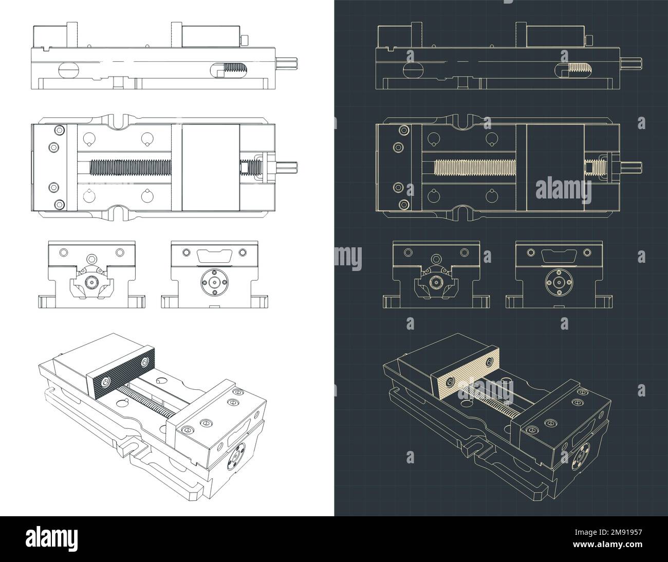 Stylized vector illustrations of blueprints of machine vice Stock Vector Image & Art - Alamy