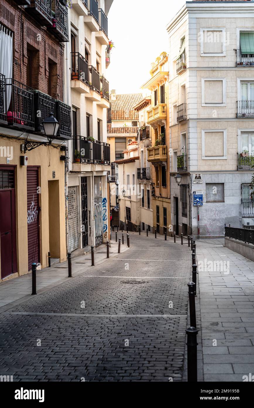 Traditional Street in the Lavapies Neighborhood in central Madrid ...