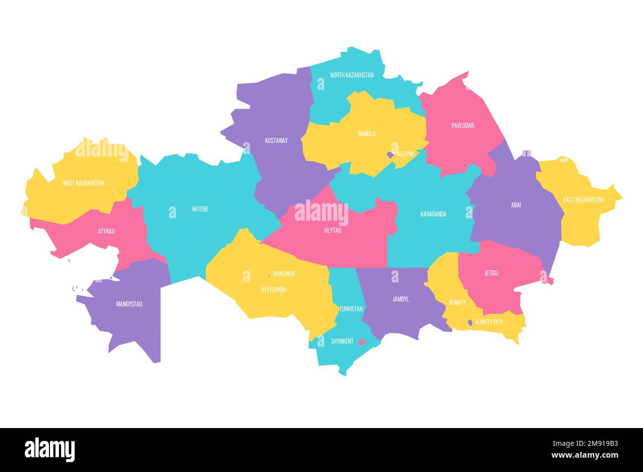 Kazakhstan political map of administrative divisions - regions and ...