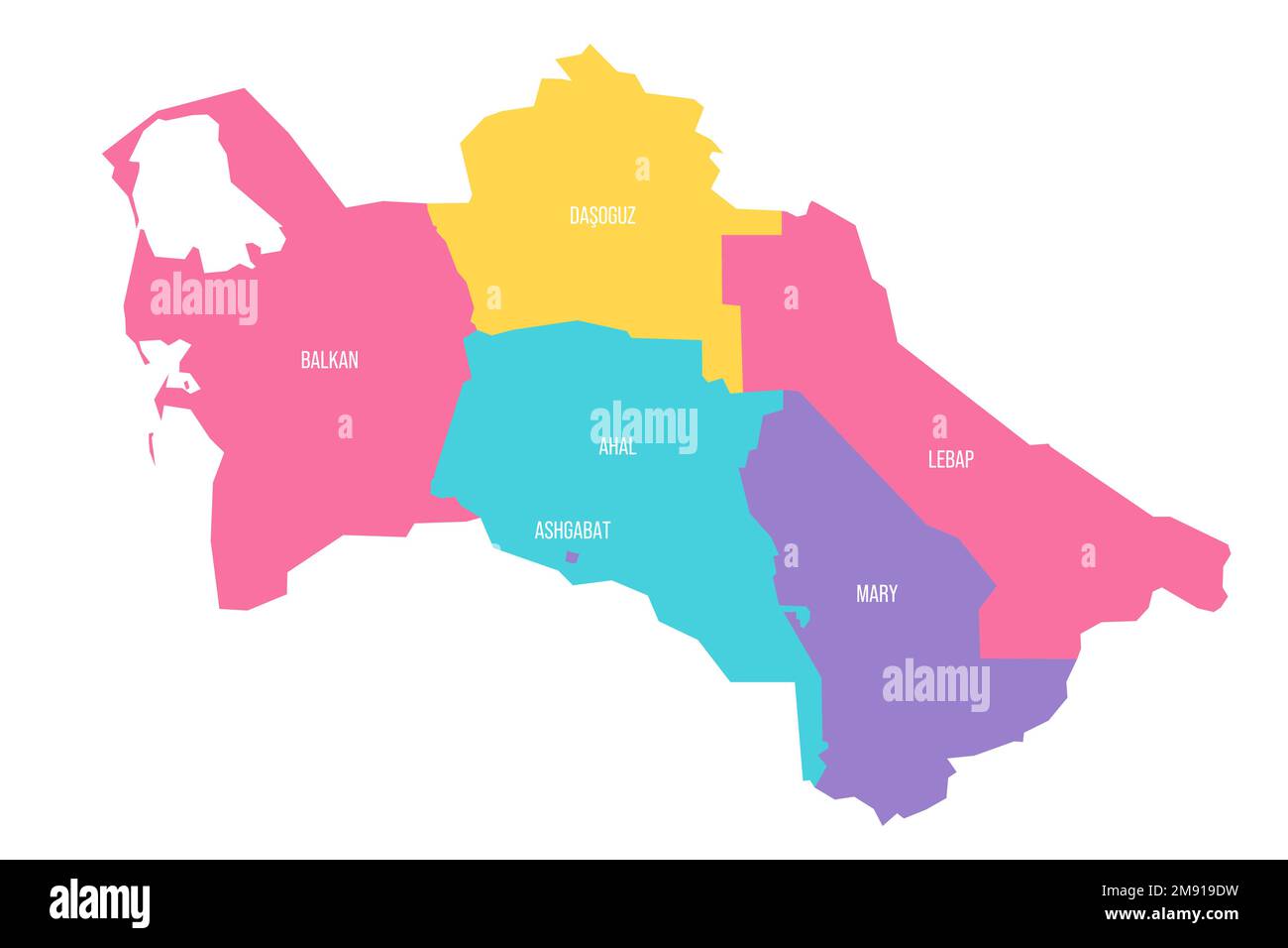 Turkmenistan political map of administrative divisions - regions and capital city district of ...