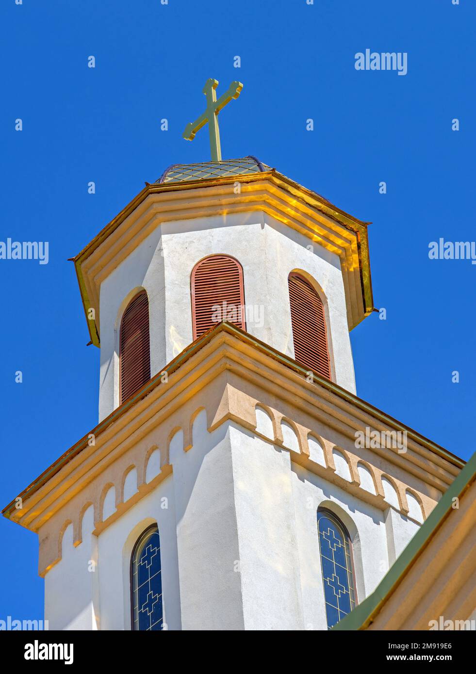 Gold Cross at Top of Tower Saint Matthew the Apostle Serbian Orthodox ...